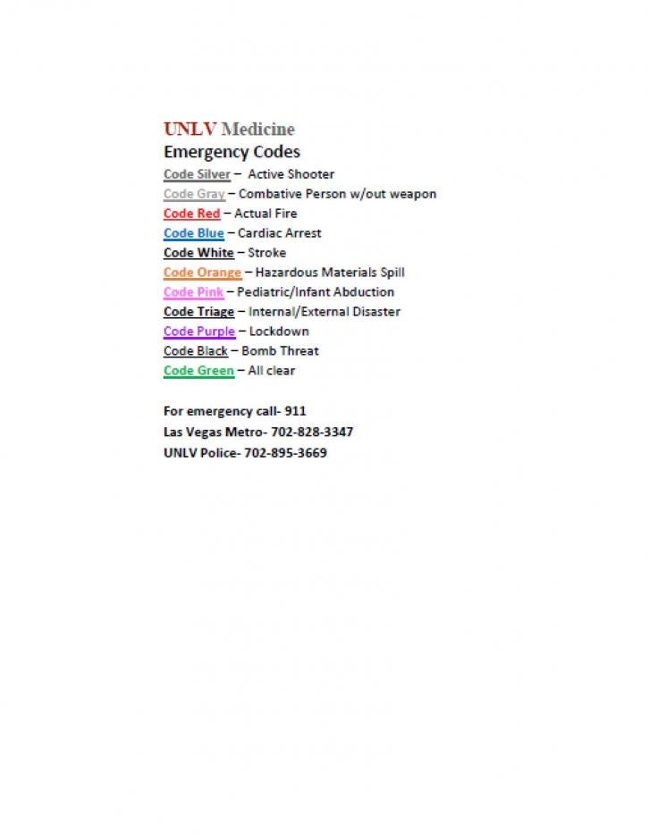 Emergency Codes UNLV Health Emergency Codes UNLV Health